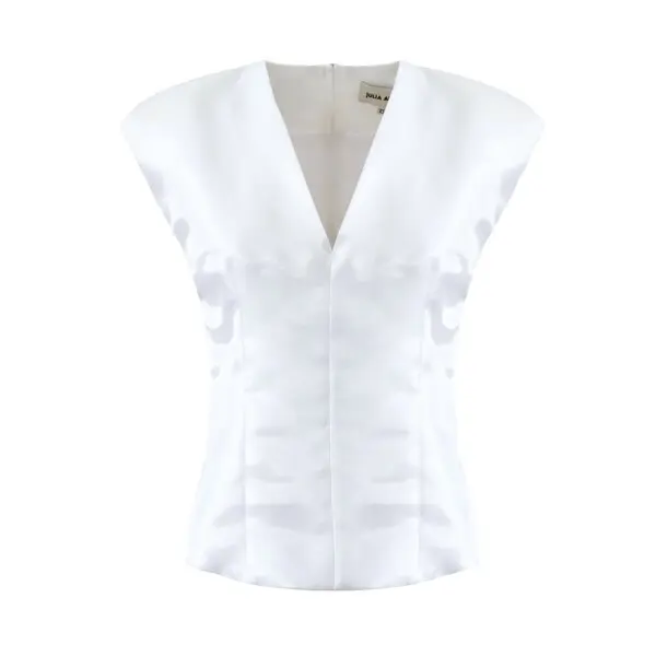 JULIA ALLERT Structured-fit Cap-sleeve V-neck Blouse