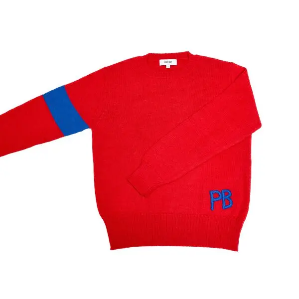 THE GILDED COTTAGE Hand-embroidered Alpaca Varsity Sweater
