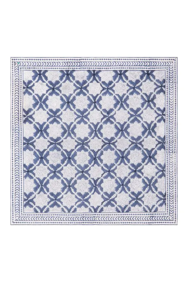 NOLOGO-CHIC Fresco Stripe Napkins With Border Napkin Set Cotton Indigo - Blue