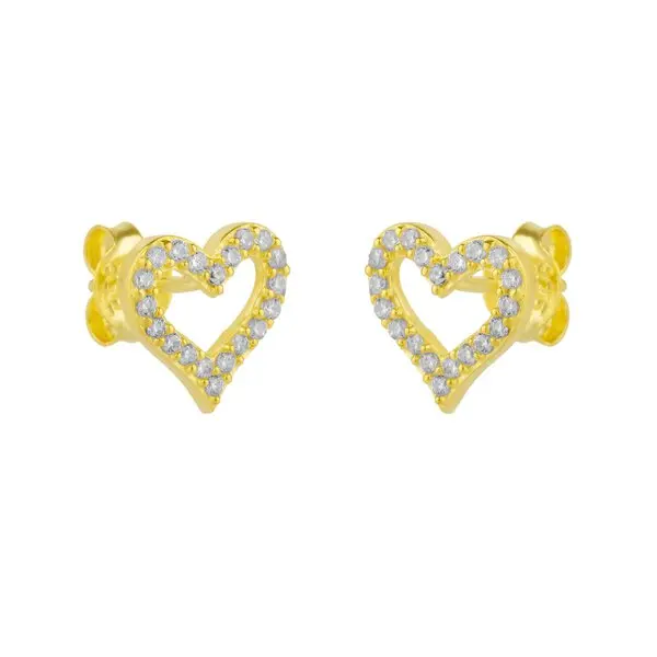 SPERO LONDON Heart Sterling Silver Stud Earrings - Gold
