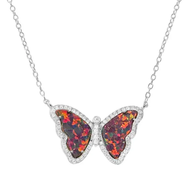 KAMARIA Opal Butterfly Necklace - Black