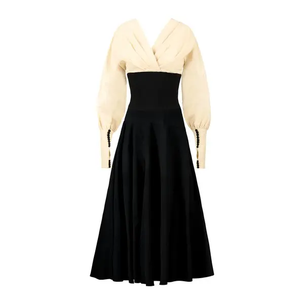 ALINA CERNATESCU Cotton Corset Midi Dress - Black