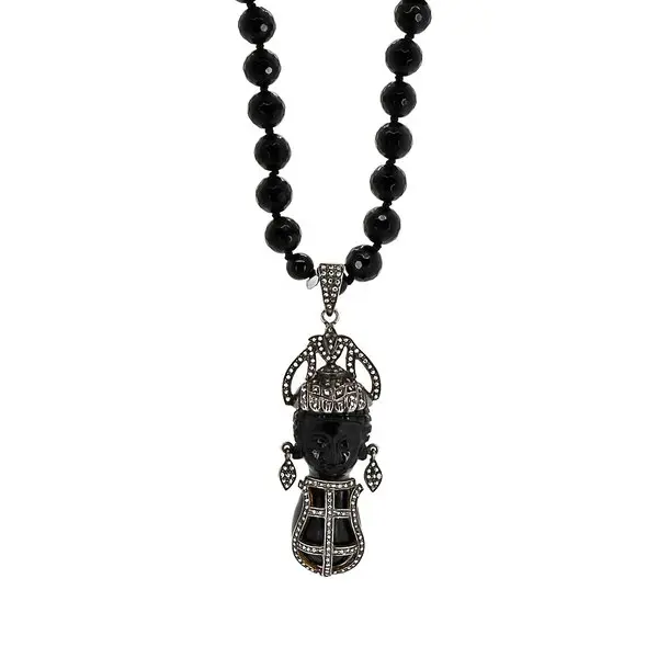 EBRU JEWELRY Pave Diamond Pendant Necklace - Black/silver