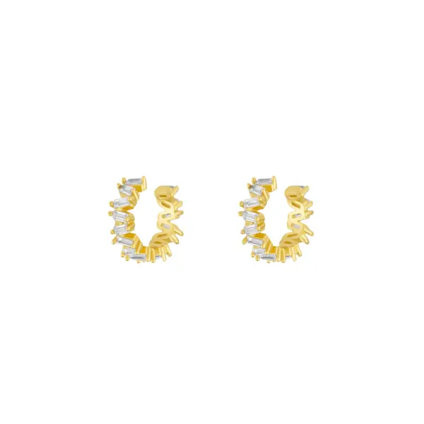 SPERO LONDON Irregular Baguette Sterling Silver Ear Cuff Pair - Gold