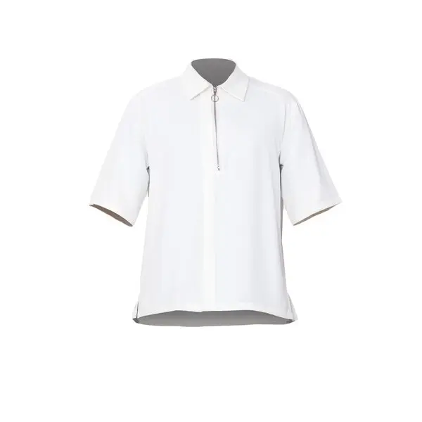 SMART AND JOY Zipper Collar T-shirt - White