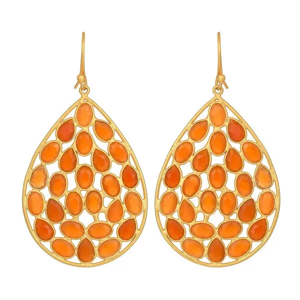 OPIUM JEWELS Monsoon Jali Drop Earrings - Gold/yellow