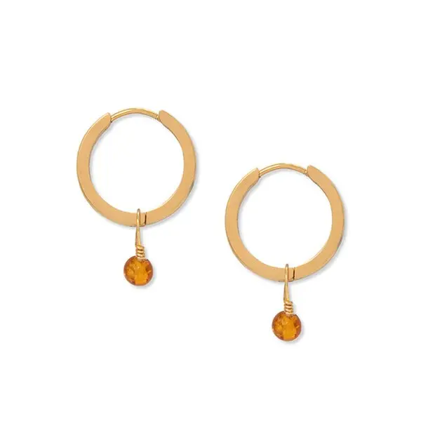 A WEATHERED PENNY Amber Charm Hoop Earrings - Gold/yellow