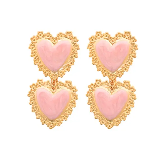 THE PINK REEF Heart Shaped Dangle Earrings - Pink