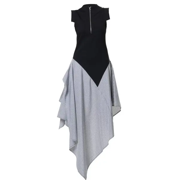 METAMORPHOZA Asymmetric Striped Dress