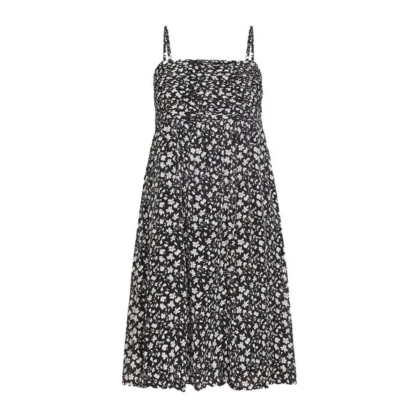 REISTOR Ruched Strappy Mini Crepe Dress - Black