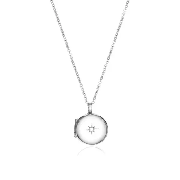 LILY & ROO Small Round Locket Necklace - Silver