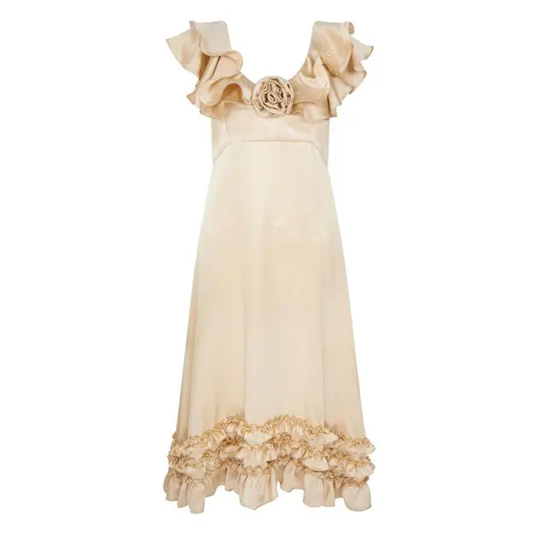 LISA THE LABEL Peony Ruffled Silk Dress