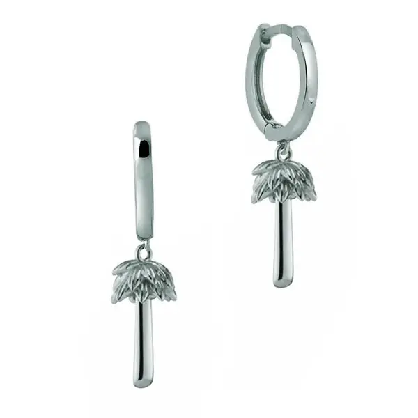 SHADED THE LABEL Priscilla Palm Tree Sterling Huggie Earrings - Silver