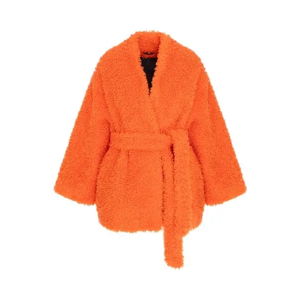 CONCEPT A TROIS Eco-fur Short Jacket With Drawstring