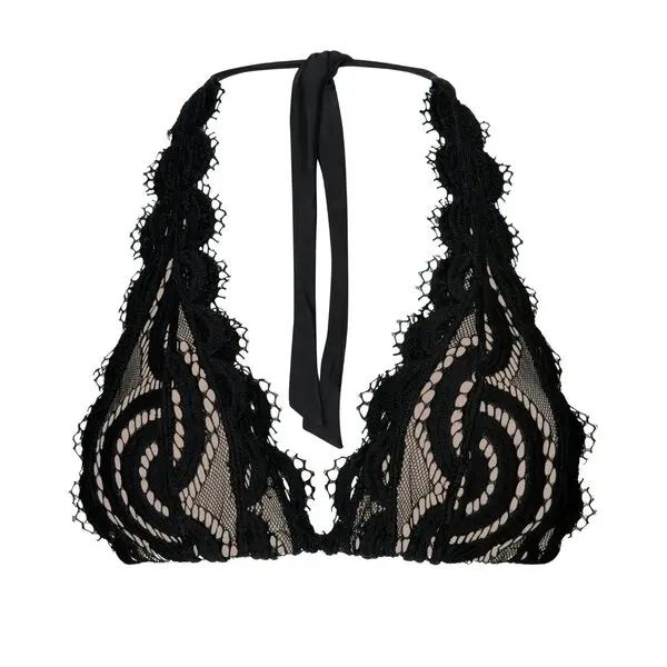 PQ Midnight Lace Halter Top - Black