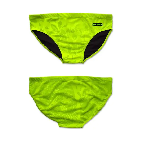 FISHIRT Swim Briefs With Graphic - Yellow