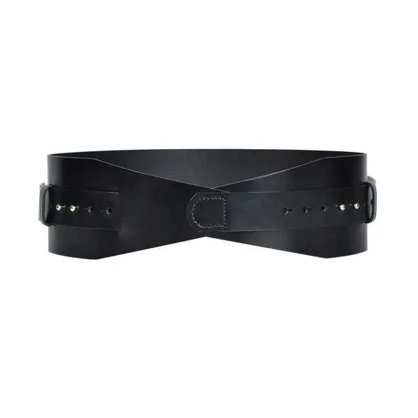 HAUTE CUIR Calliopes Wide Leather Belt - Black