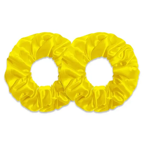6FIFTYTWO® Pure Mulberry Silk Scrunchies Set Of 2 - Yellow