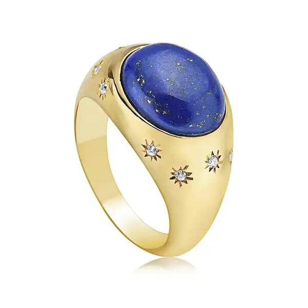 PREETI SANDHU Dome Ring With Lapis And White Sapphires - Gold/blue