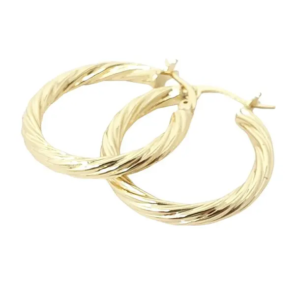HARFI Twisted Plated Round Hoop Earrings - Gold