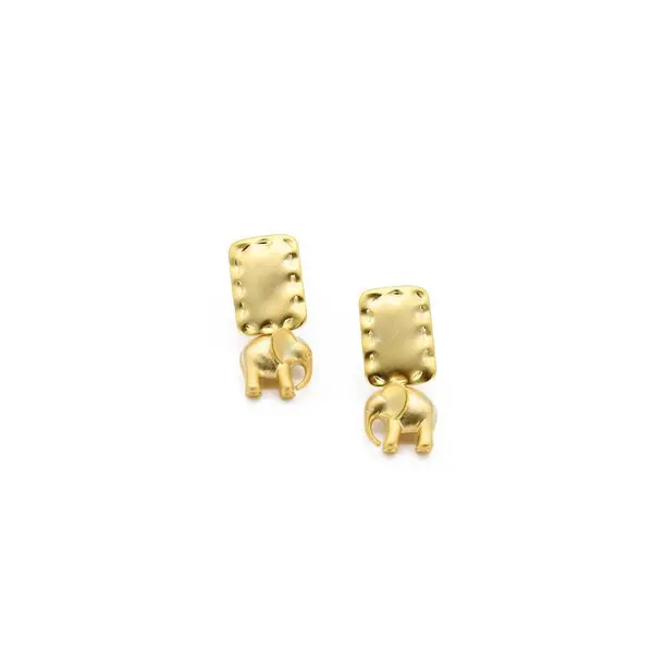 ADIBA Plated Elephant Stud Earrings - Gold