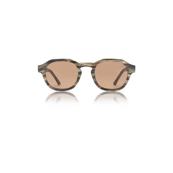 A. Kjærbede Zan Striped Horn Sunglasses - Black/brown