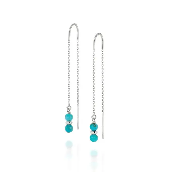 NELLOU JEWELLERY Turquoise And Sterling Silver Drop Earrings - Blue/silver