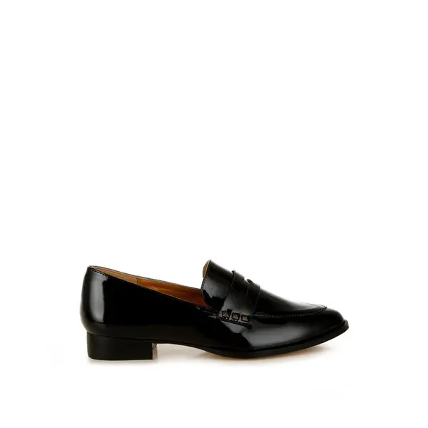 RAG & CO Patent Pleather Penny Loafers - Black