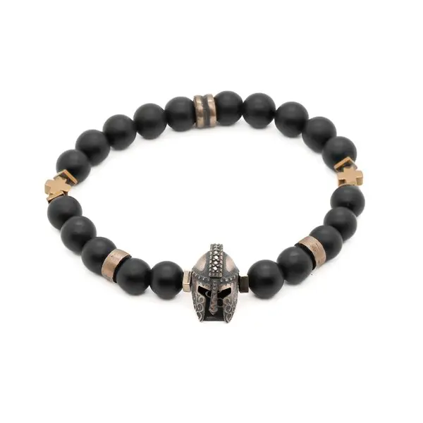EBRU JEWELRY Onyx Stone Beaded Gladiator Bracelet - Gold/black