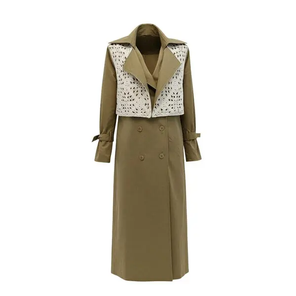 IZABELA MANDOIU Long Macrame Trench Coat