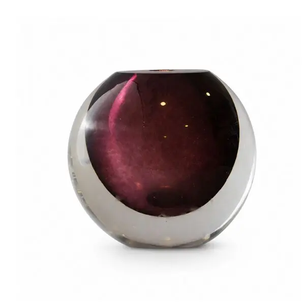 BELS & PEARL Murano Colored Glass Sphere Sculpture, Deep Plum