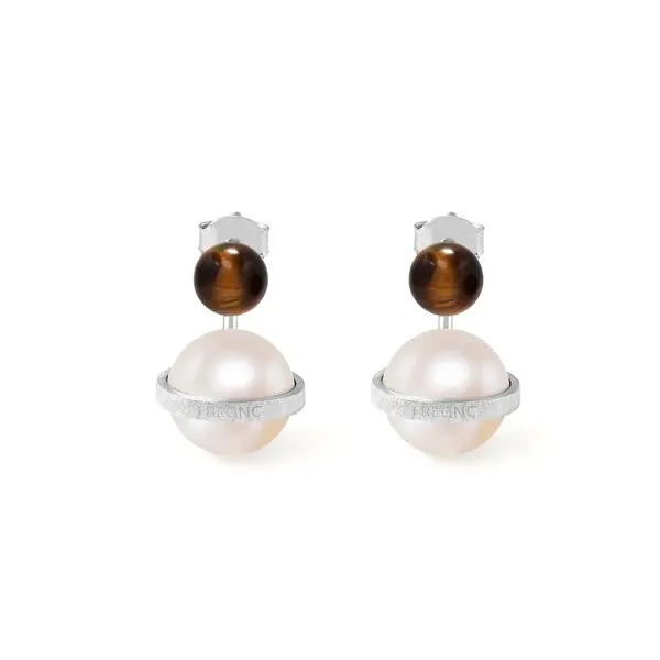 FREQNC ATELIER Orphic Cosmic Egg Tiger's Eye Earrings - Brown
