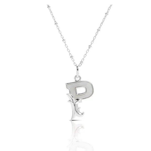 KASUN LONDON Solid Initial P Pendant Necklace - Silver