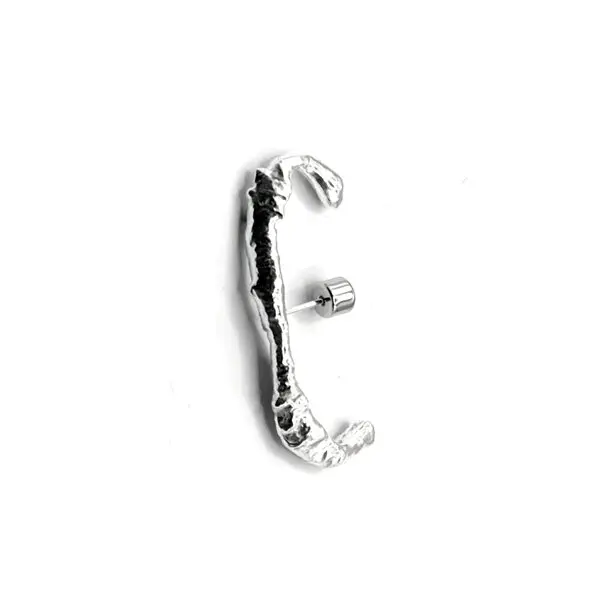 OOLO LONDON Rugged Charcoal Cast Ear Hook - Silver