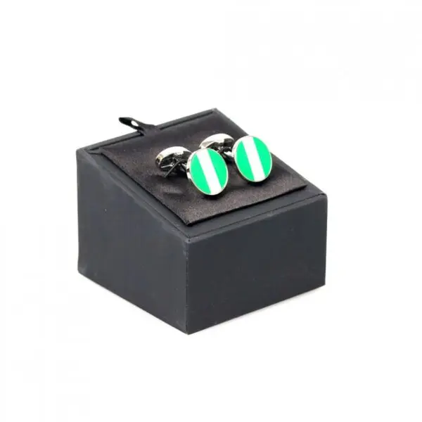 DAVID WEJ Nigeria Flag Circle Cufflink – White Green - Green/white