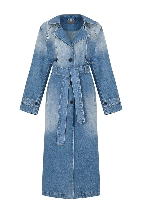 GOC DENIM Oversized Denim Trench Coat