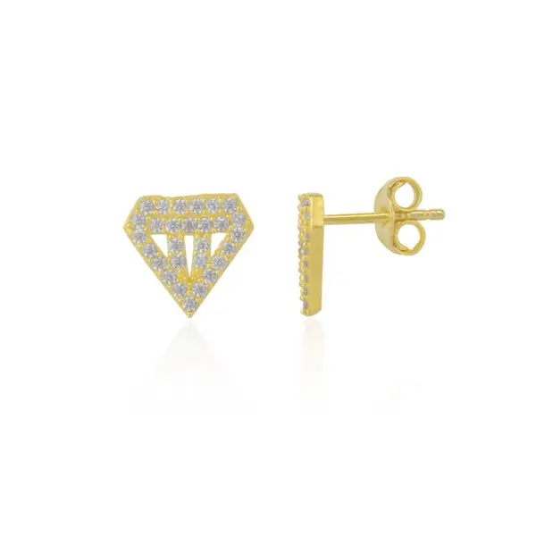 SPERO LONDON Diamond Shape Sterling Silver Stud Earrings - Gold
