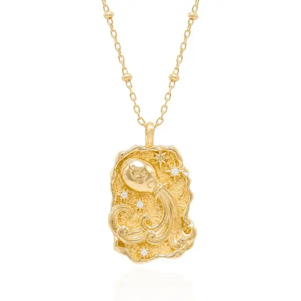 LUNA CHARLES Solara Zodiac Aquarius Pendant Necklace - Gold