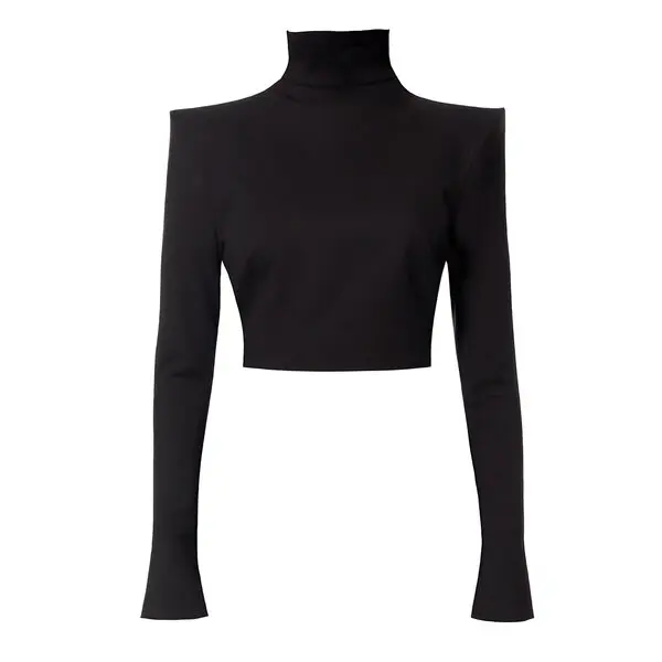 AGGI BY HALEWSKI Natasha Pearl Noir Long Sleeve Turtleneck Top - Black