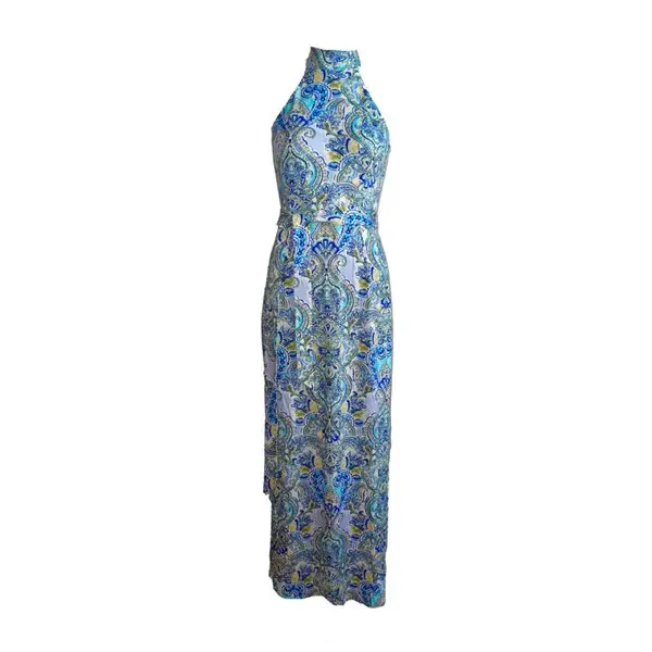 INTROVERTIE VIENNA High-neck Maxi Dress - Blue