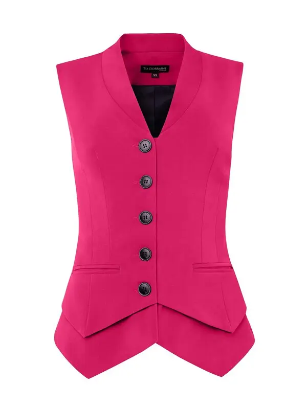 TIA DORRAINE Fitted Single-breasted Waistcoat - Pink