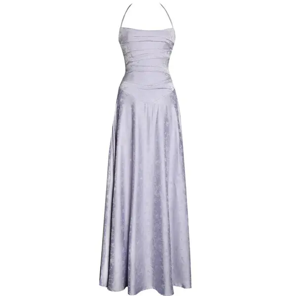 MISS CIRCLE NEW YORK Jacquard Rouched Maxi Dress - Purple
