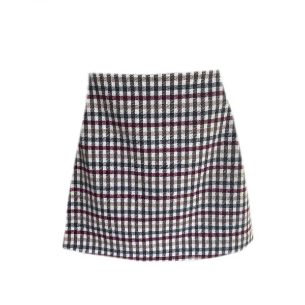 MIRIMALIST Checked Wool Blend Mini Skirt