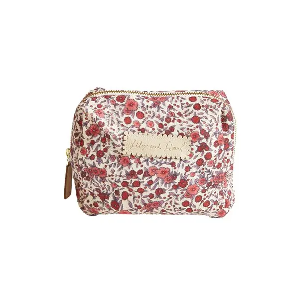 LILY AND LIONEL Aster Floral Makeup Bag - Pink/red