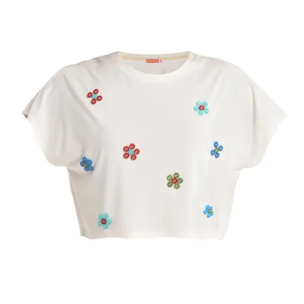 LALIPOP DESIGN Embellished Floral Crop Top