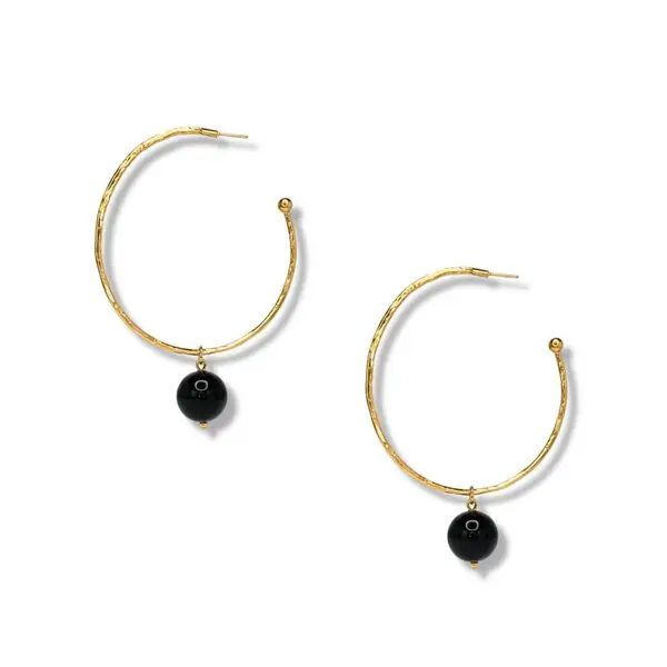 JAREDJAMIN Hooptastic Onyx Drop Gold Hoop Earrings - Black