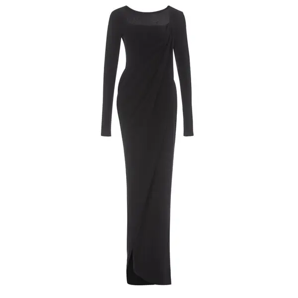 SEROTONINN Asymmetric Draped Jersey Maxi Dress