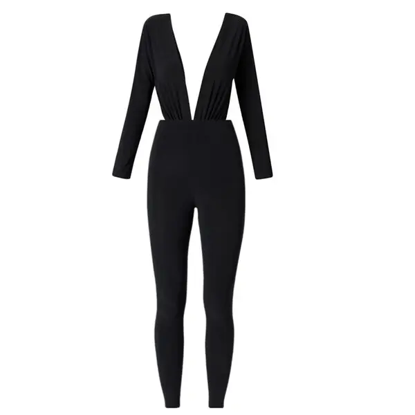 LIA ARAM V-neck Jumpsuit With Cut-out Detailing - Black