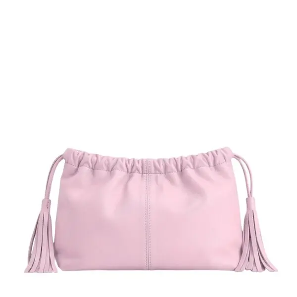 JUAN-JO Leather Clutch Bag With Tassels - Pink