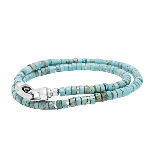 NIALAYA JEWELRY Turquoise Heishi Wrap Bracelet - Blue/silver